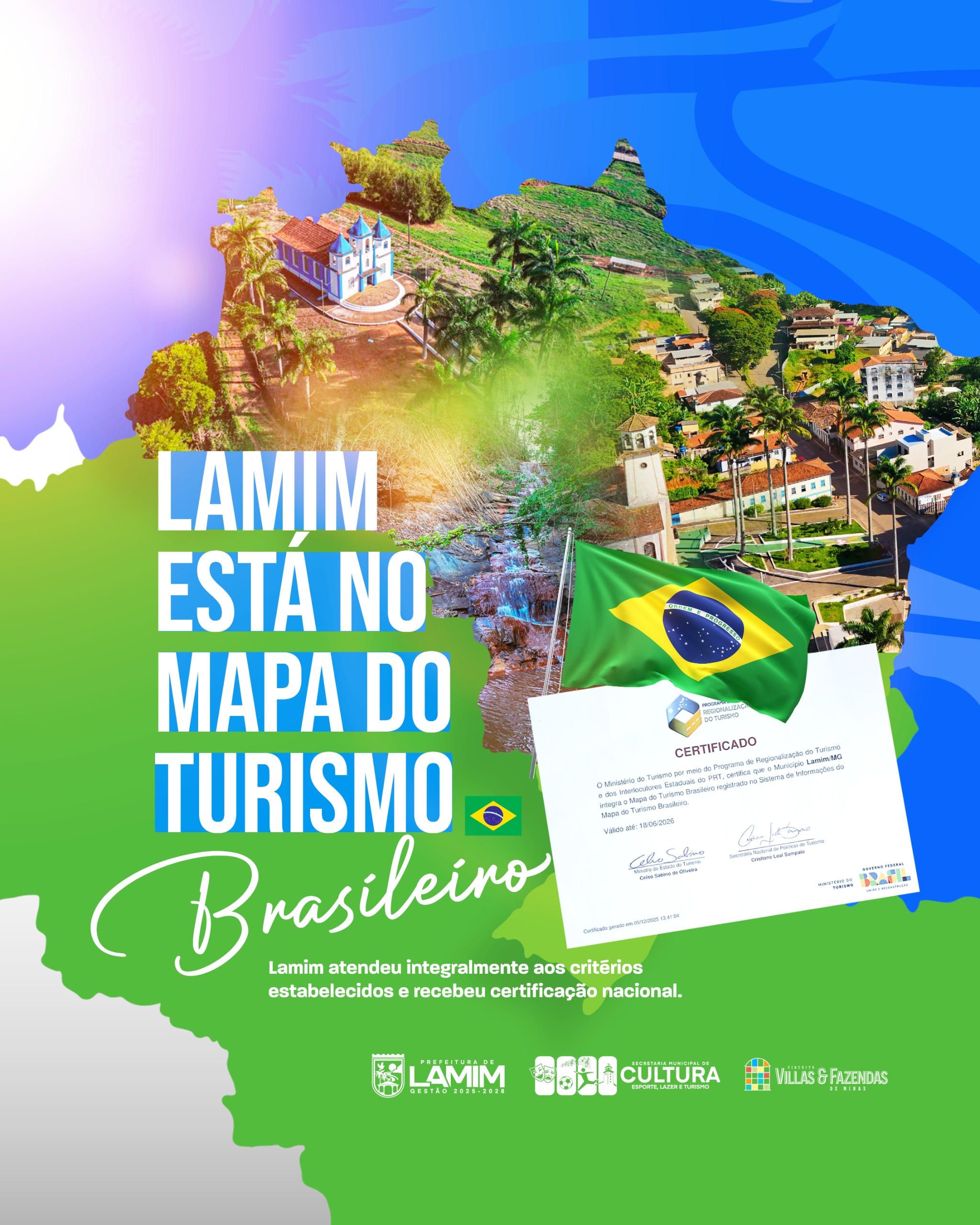 Lamim integra o Mapa do Turismo Brasileiro por meio da região turística ...